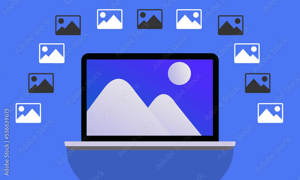 Images Icon On Computer Screen Simple Design Flat Laptop Display Photo images-icon-on-computer-screen-simple-design-flat-laptop-display-photo