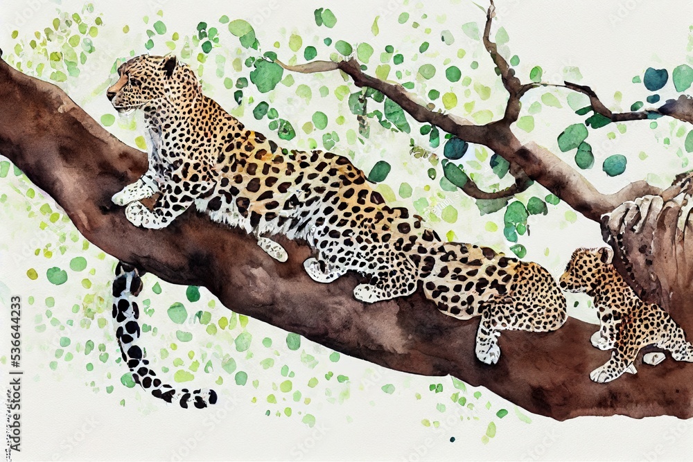 Watercolor leopard for Baby Shower, Mom and baby leopard paint, Leopard ...