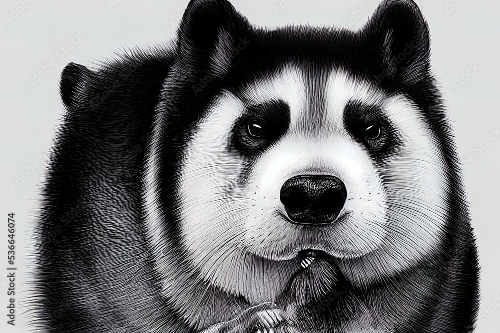 Black and white illustration of an athletic and muscular ...