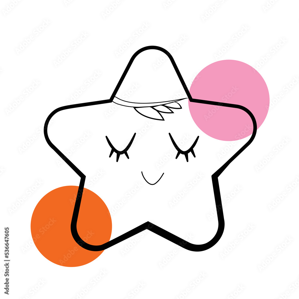 Cute star line art vector drawing design Stock Vector | Adobe Stock