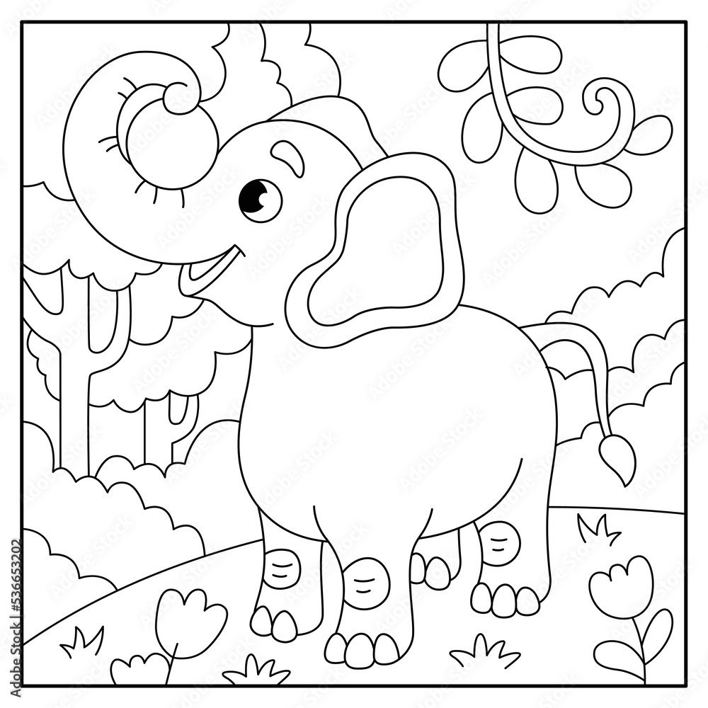 Cute animal coloring pages for kids Stock Vector | Adobe Stock