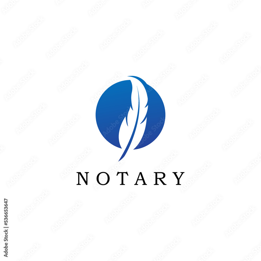Notary, Lawyer, Law firm Logo design. Feather Quill symbol in negative ...