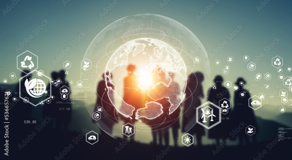 Foto de People looking at nature and the global environment concept ...