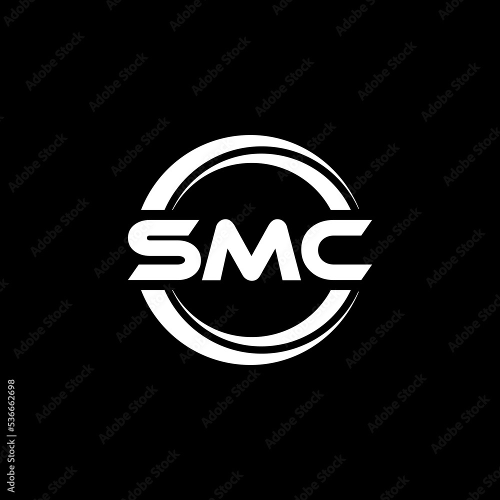 SMC letter logo design with black background in illustrator, vector ...