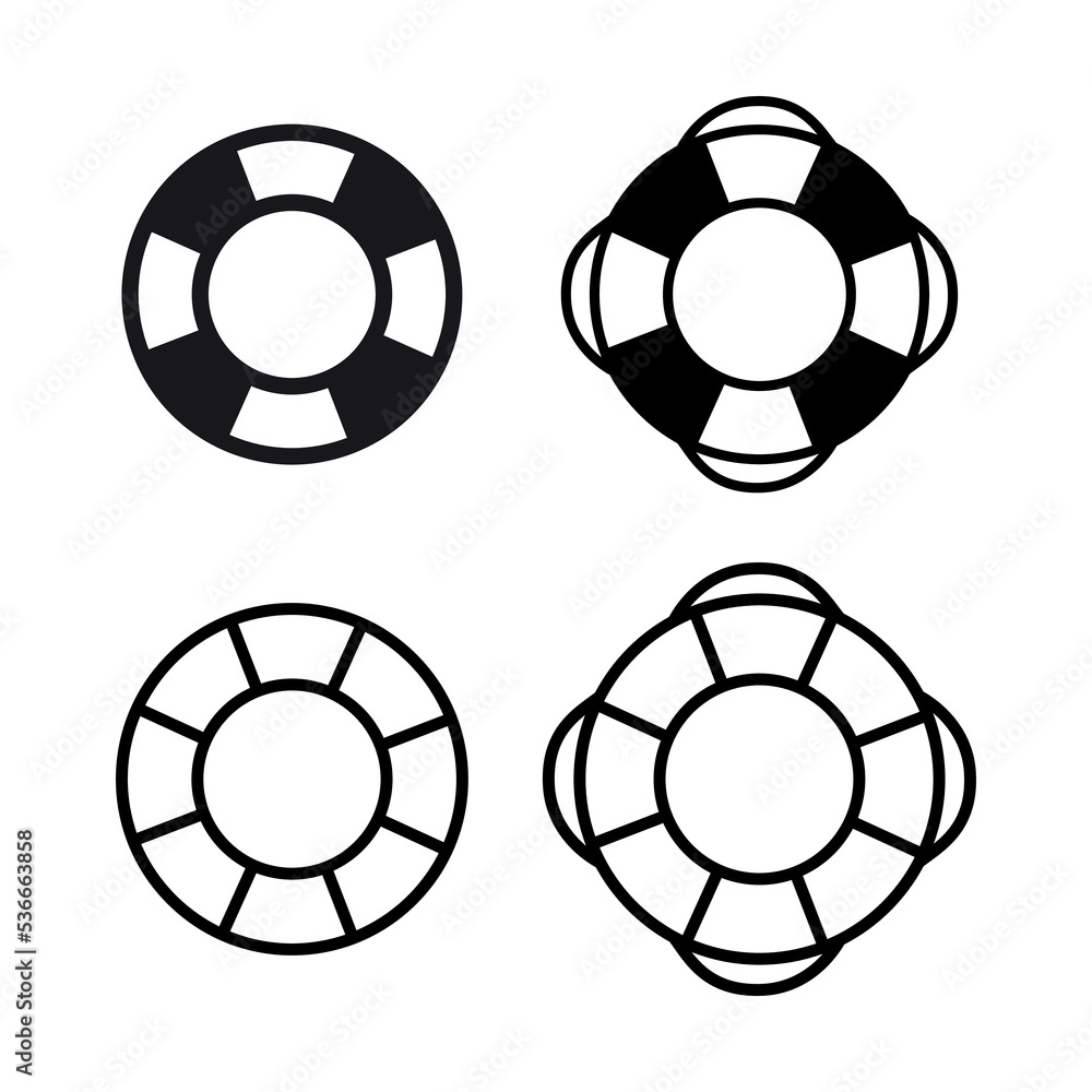 Lifebuoy Icon Set In Flat Style Vector Illustration. Rescue, Life ...