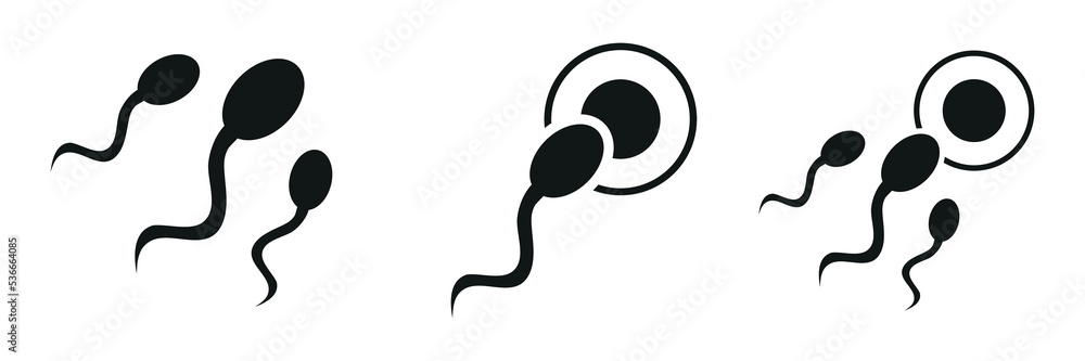 Human Sperm Icons Set In Flat Style Vector. Fertilization, Spermatozoon ...