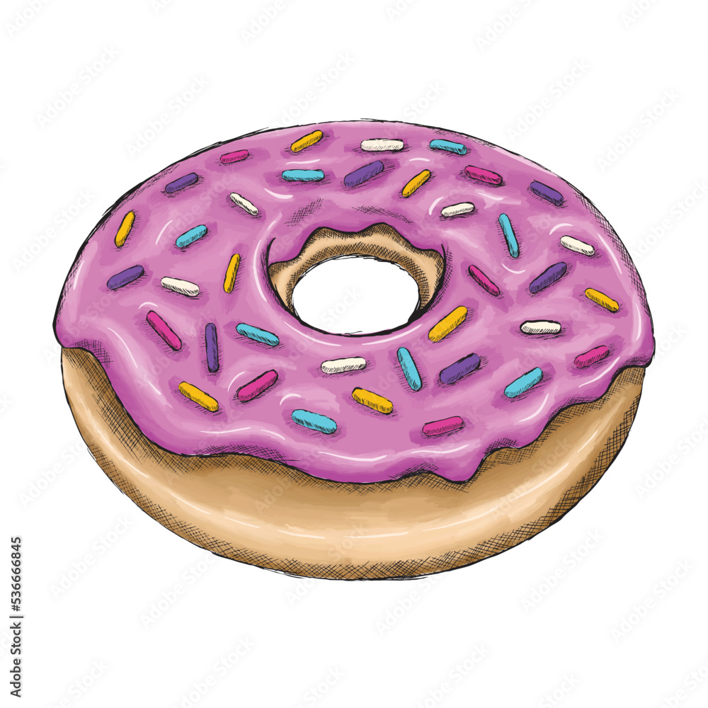 Colored donut sketch. Hand drawn illustration of a donut sketch. Stock ...