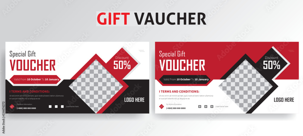 Vector set of luxury gift vouchers with ribbons and gift box. Elegant ...
