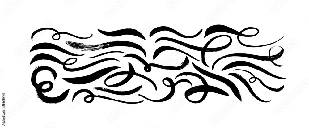 Hand drawn vector swooshes and swashes. Typographic swashes and ...