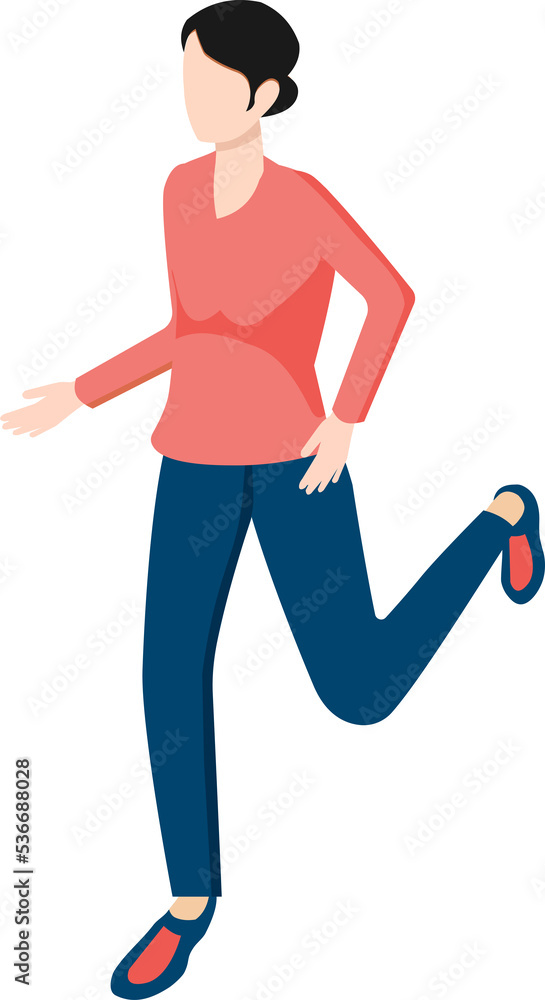 3D isometric women running. Clipart Transparent PNG Stock Illustration ...