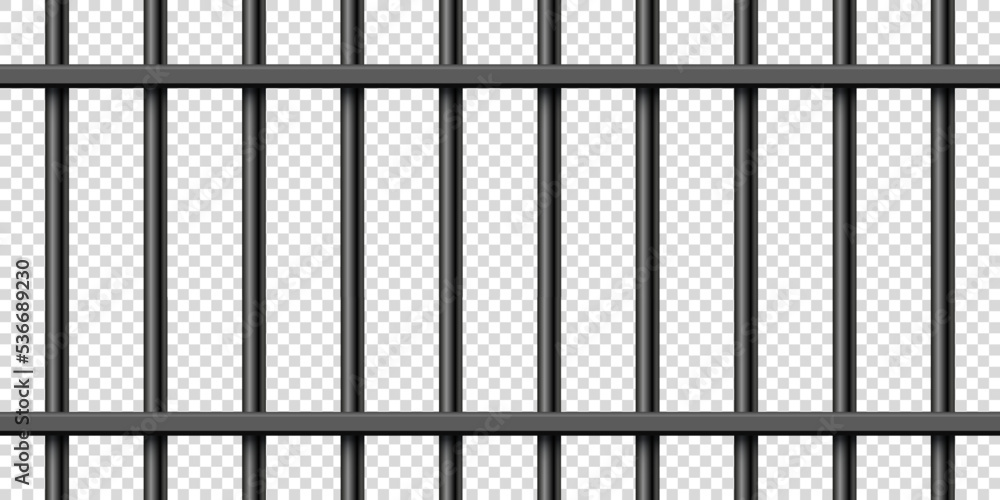 Black realistic metal prison bars. Detailed jail cage, prison iron ...