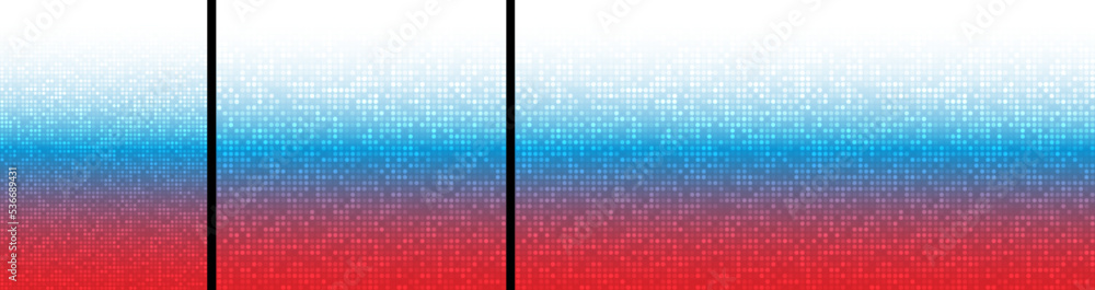 Gradient bright red blue pixel digital patterns. Russia flag colors ...