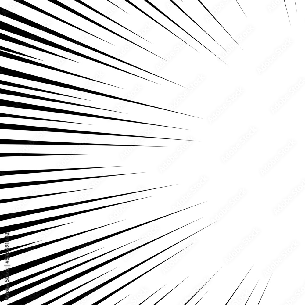 Manga motion radial lines with gradient. Anime action frame lines ...