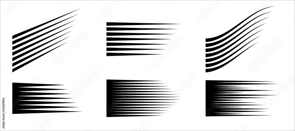 Set of Manga motion speed lines. Collection of Anime action frame lines ...