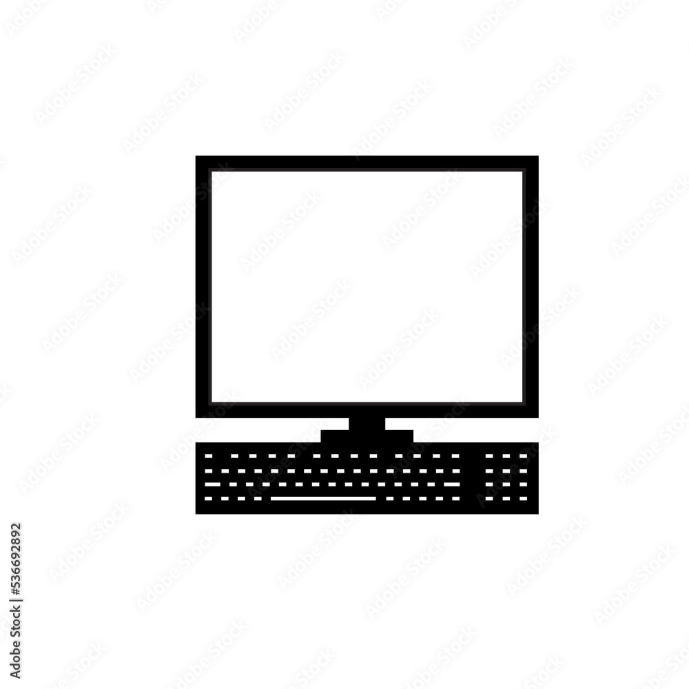 PC or workstation symbol in clipart or silhouette style. Desktop ...