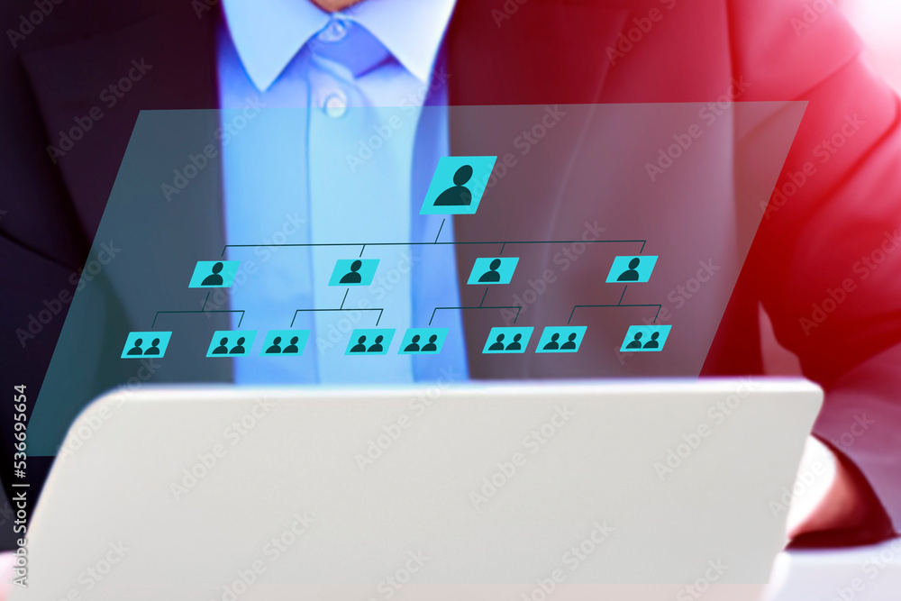 Business hierarchy structure. Midsection or Organigram workflow ...