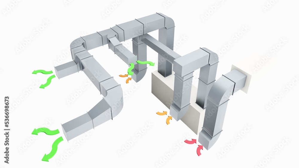 "3D illustration" Hvac System For Negative Pressure Room. Stock ...
