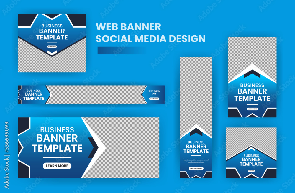 Web banner design template Set, Horizontal web banner. Modern Gradient ...