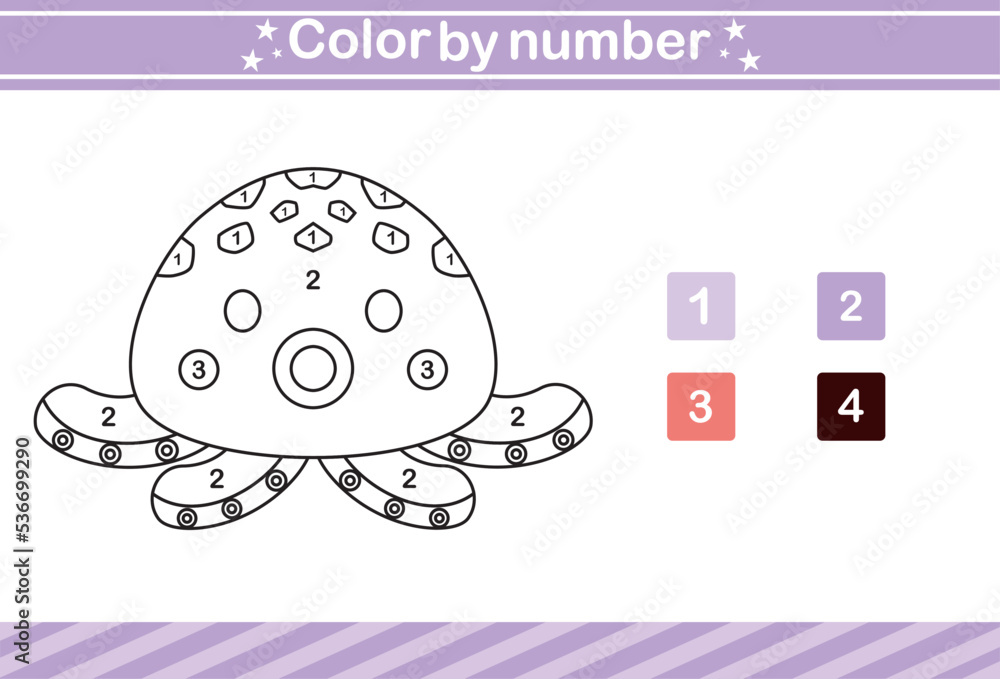 color by number of cute animal.Educational game suitable for kids and ...