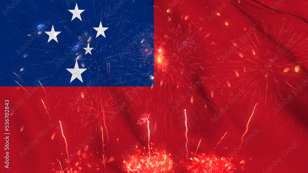 Samoa flag seamless animation with fireworks. Best stock of Samoan flag ...