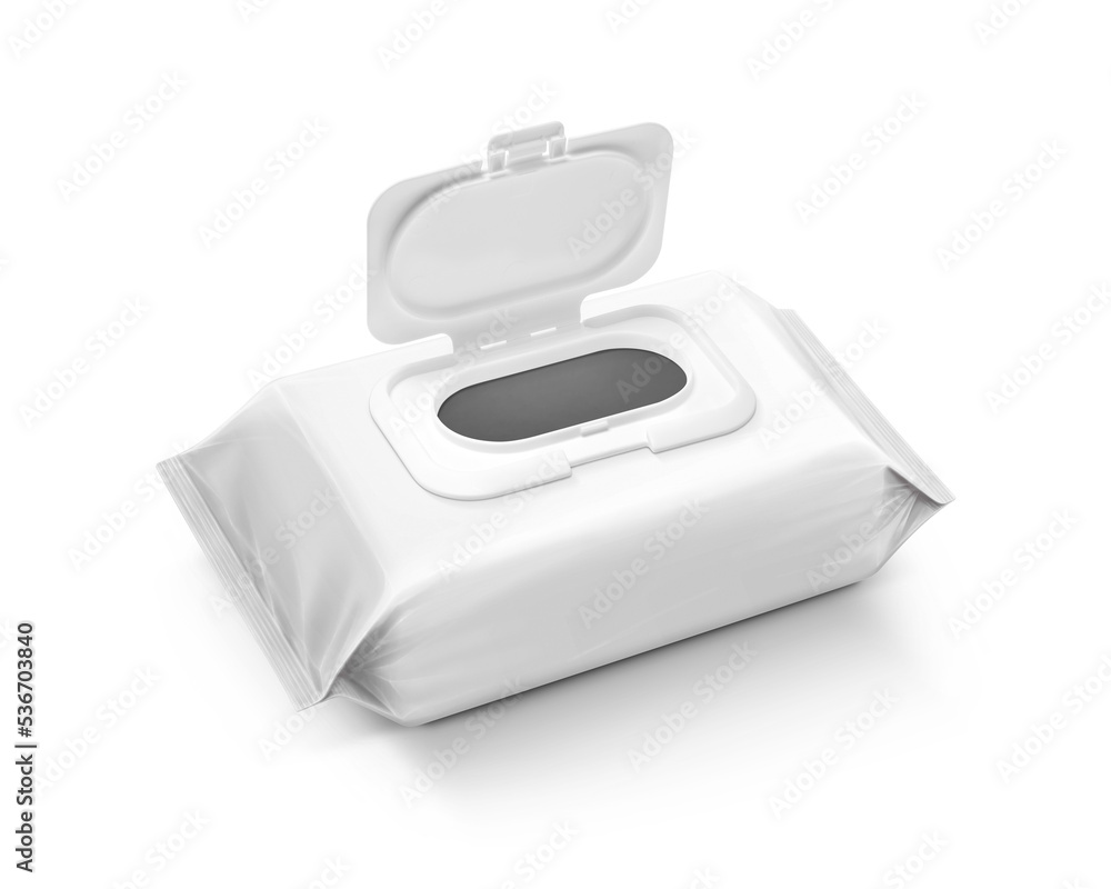 blank packaging paper wet wipes pouch with an open plastic cover for ...