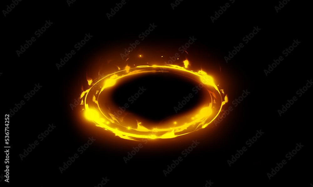 Fire circle light effect on black background Stock Illustration | Adobe ...