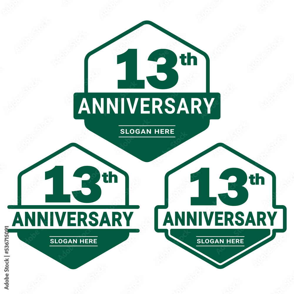 Set of 13 years Anniversary logotype design. 13th birthday celebration ...
