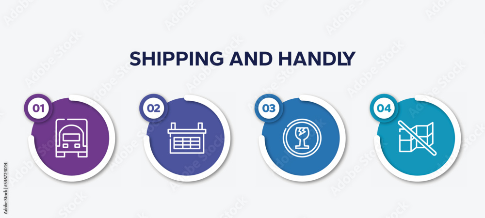 infographic element template with shipping and handly outline icons ...