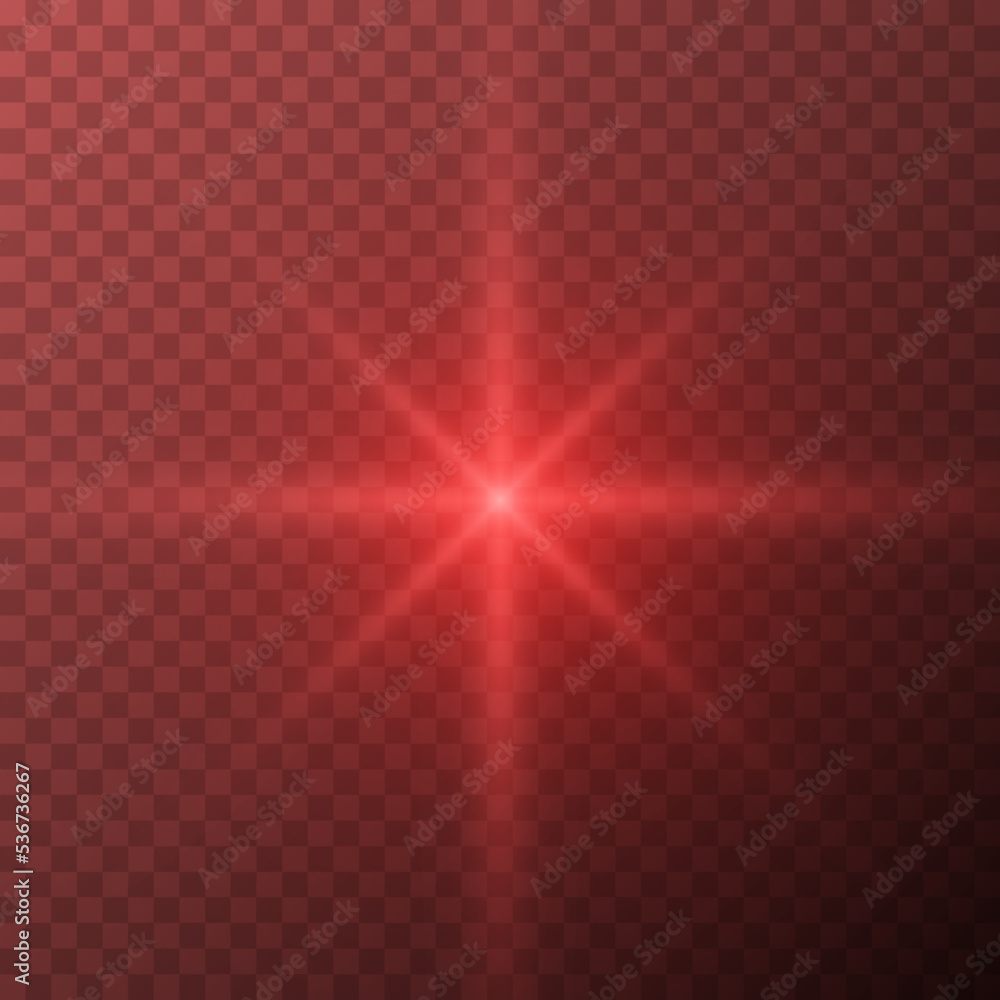 Red starburst lighting isolated on transparent background. Glow red ...