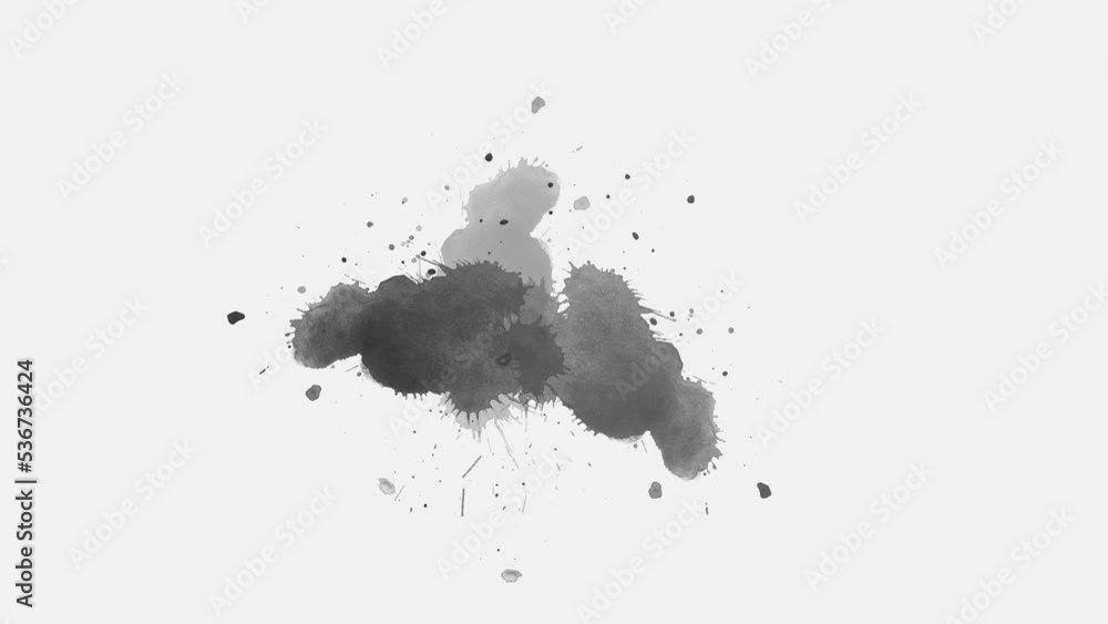 Ink Drops Transition on White Background. Ink splatters transition ...