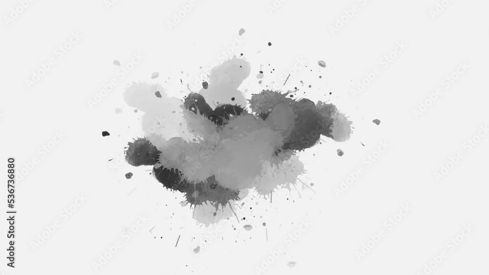 Ink Drops Transition on White Background. Ink splatters transition ...