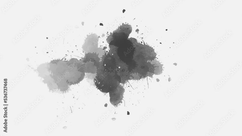 Ink Drops Transition on White Background. Ink splatters transition ...