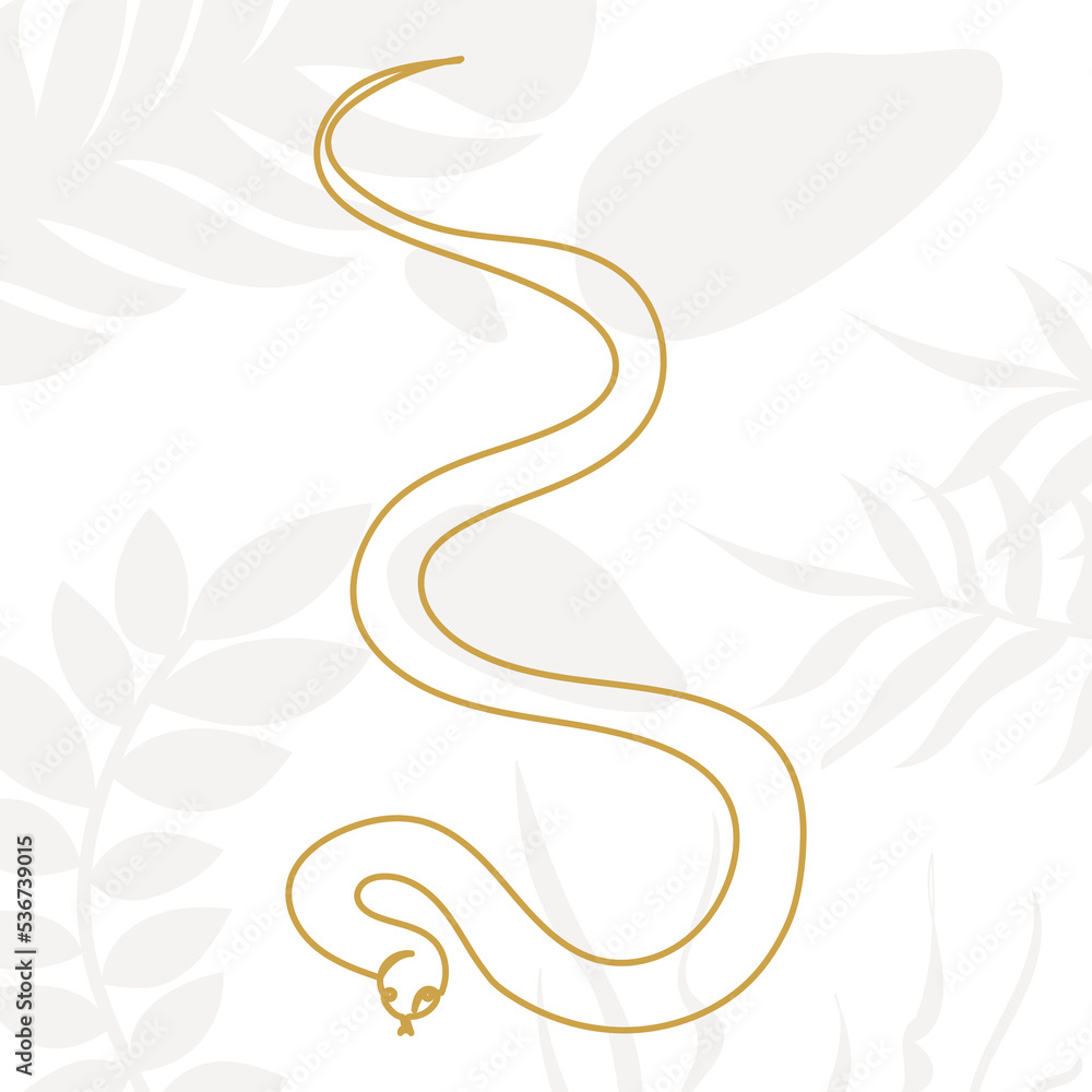 snake drawing in one continuous line, isolated vector Stock Vector ...