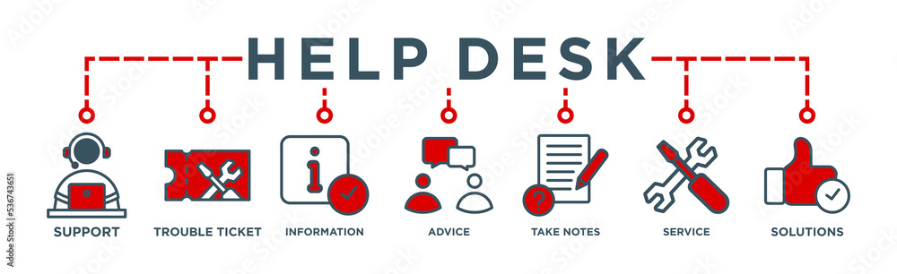 Help desk banner web icon vector illustration concept with icon of ...