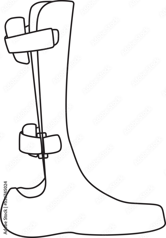 Ankle Foot Orthotics drawing line AFO or brace, medical illustration ...