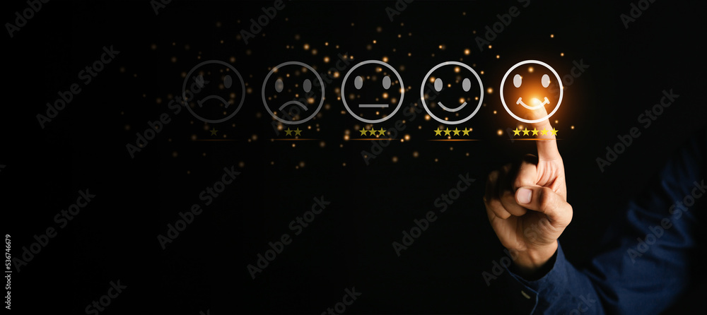 Customer service and Satisfaction concept ,Businessman are touching the ...