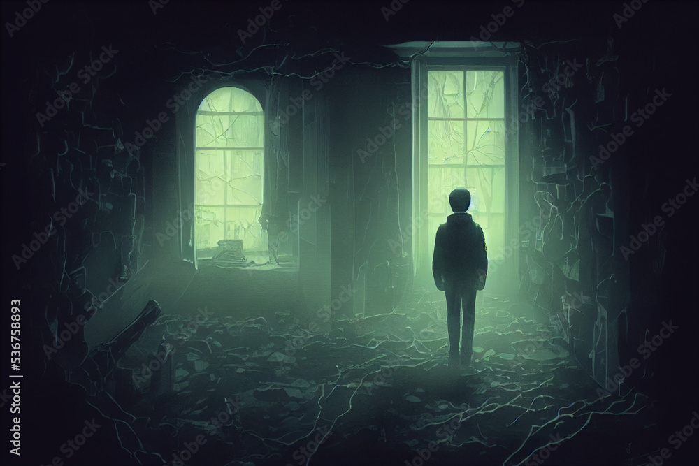 Alone in The Dark Background Image Concept Art Stock Illustration ...