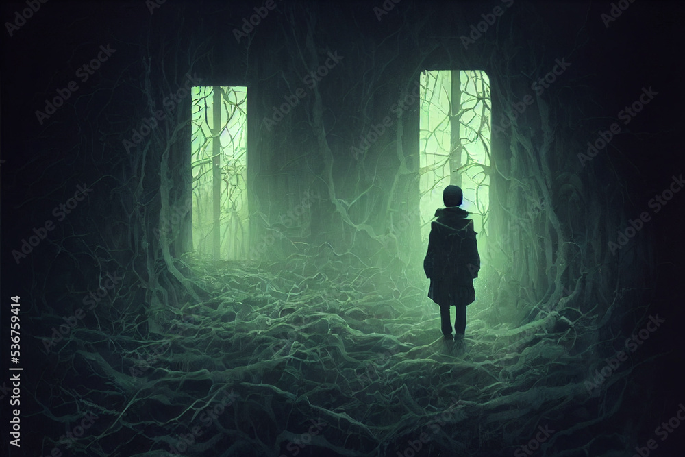 Alone in The Dark Background Image Concept Art Stock Illustration ...