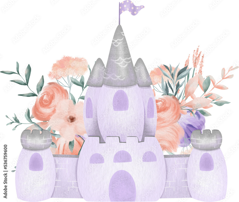 Watercolor fairy tale element of princess story - princess purple ...