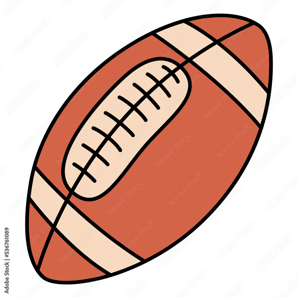 Rugby ball. Sport equipment sketch. Hand drawn doodle icon. Freehand ...