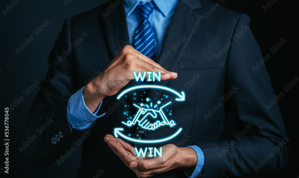Win win strategy business deal, teamwork, partnership for devolop ...
