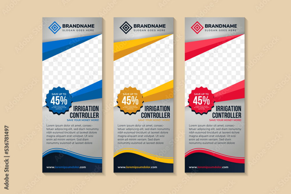 roll up banner template design with headline is irrigation controller ...