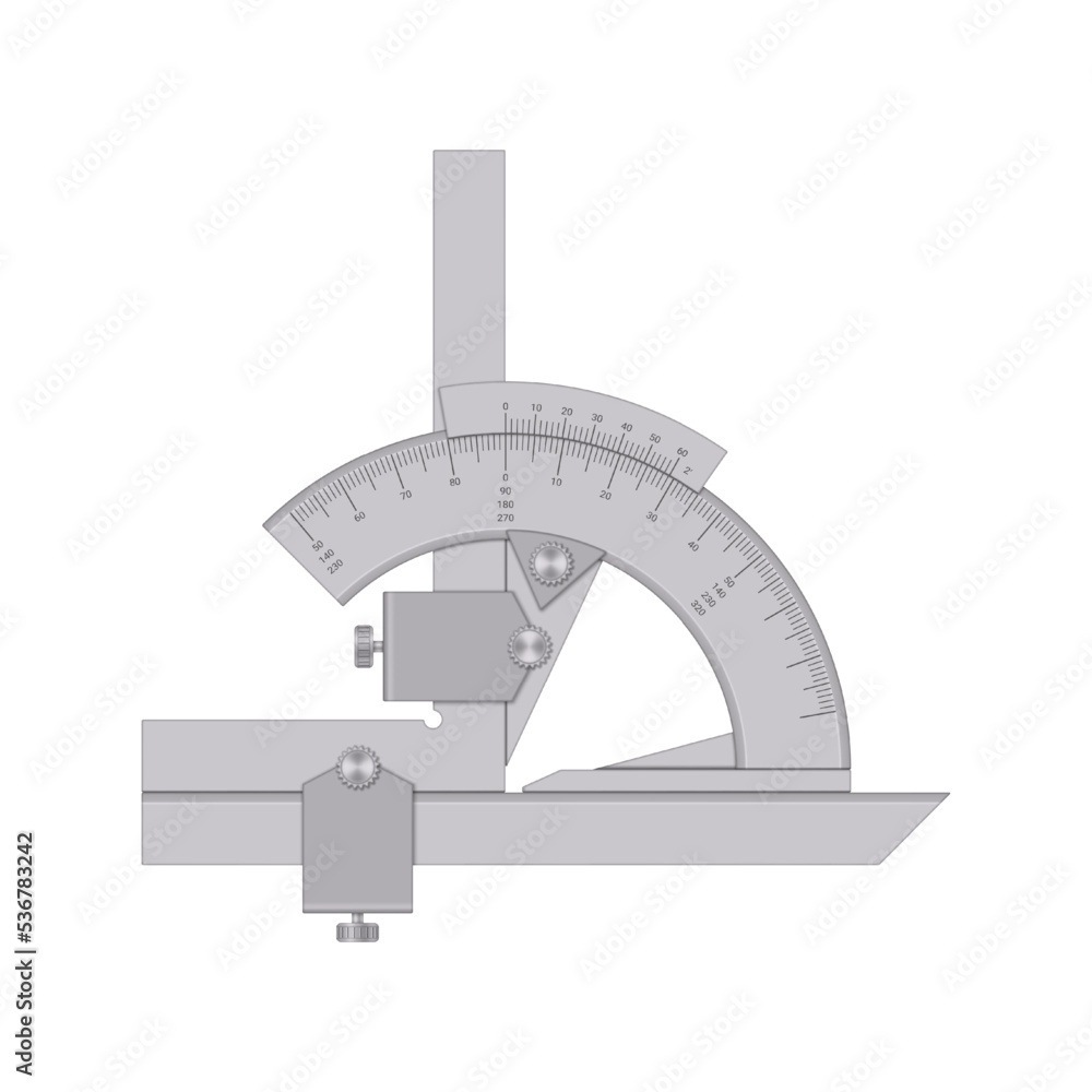 Mechanical goniometer with vernier tool. Vector illustration. Stock Vector | Adobe Stock