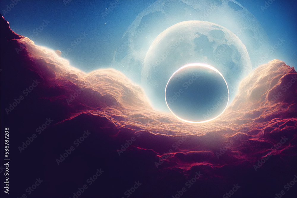 Concept Art of a moon At Space Background Image Illustration Stock ...