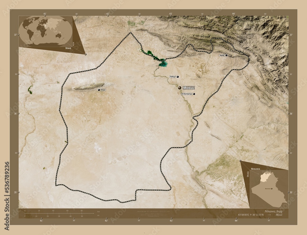 Ninawa, Iraq. Low-res satellite. Labelled points of cities Stock ... Ninawa, Iraq. Low-res satellite. Labelled points of cities Stock ...