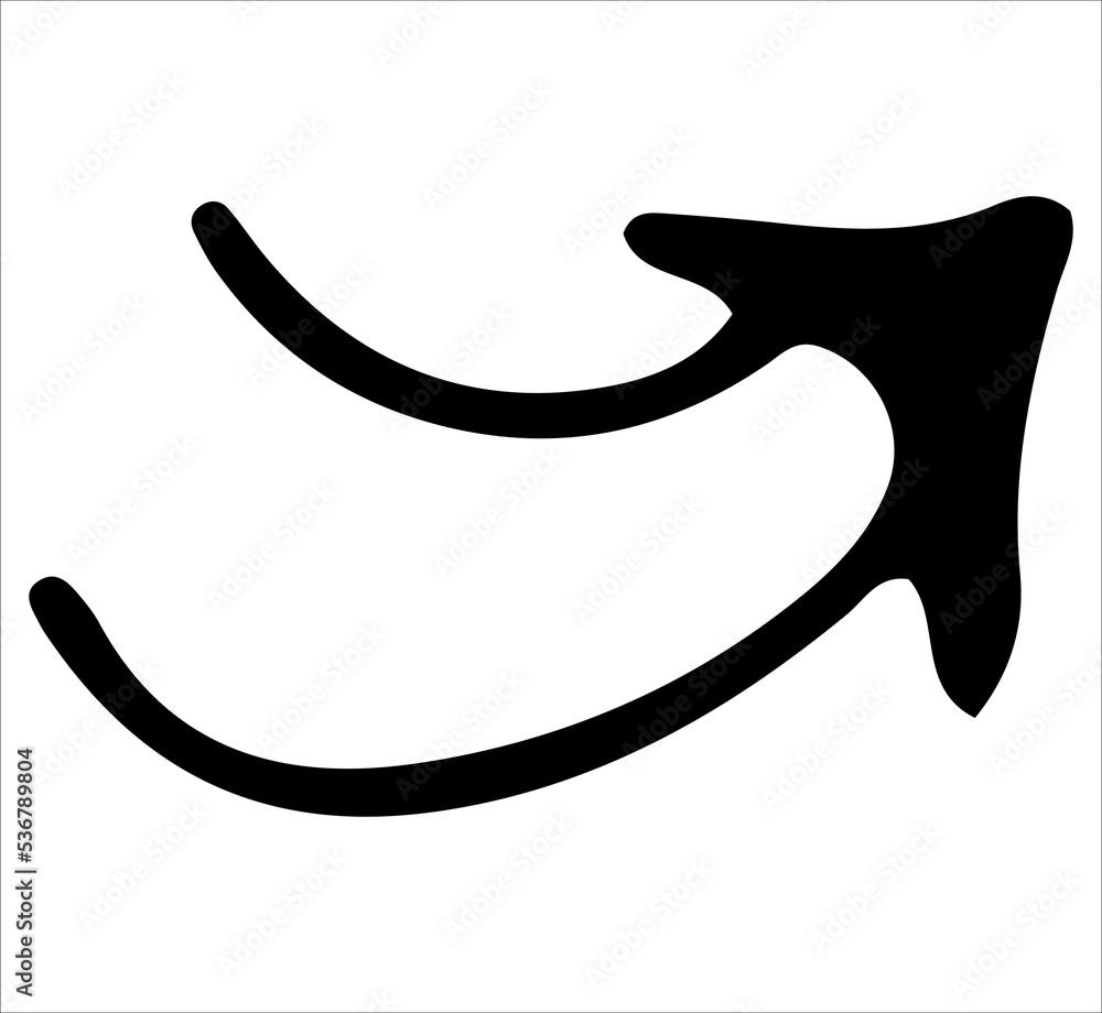 Arrow, direction indicator. Black and white sketch, logo, clipart, icon ...