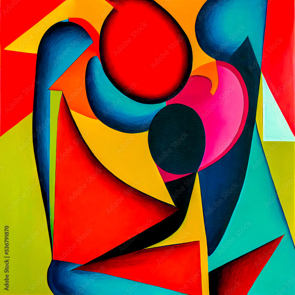 Abstract painting in the style of Pablo Picasso, female portrait. A ...