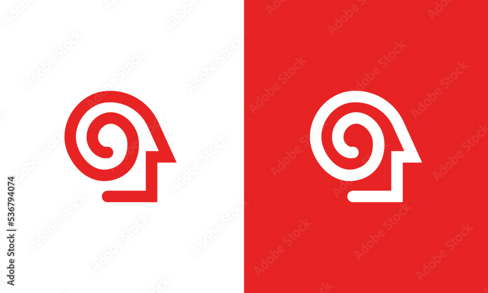 Human face shape logo with spiral symbol Stock Vector | Adobe Stock