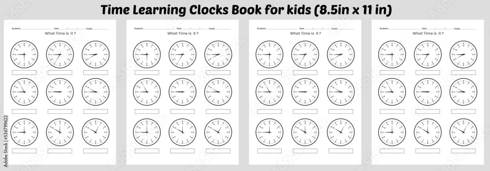 Time Learning Worksheet and telling Time worksheet for kids book KDP ...