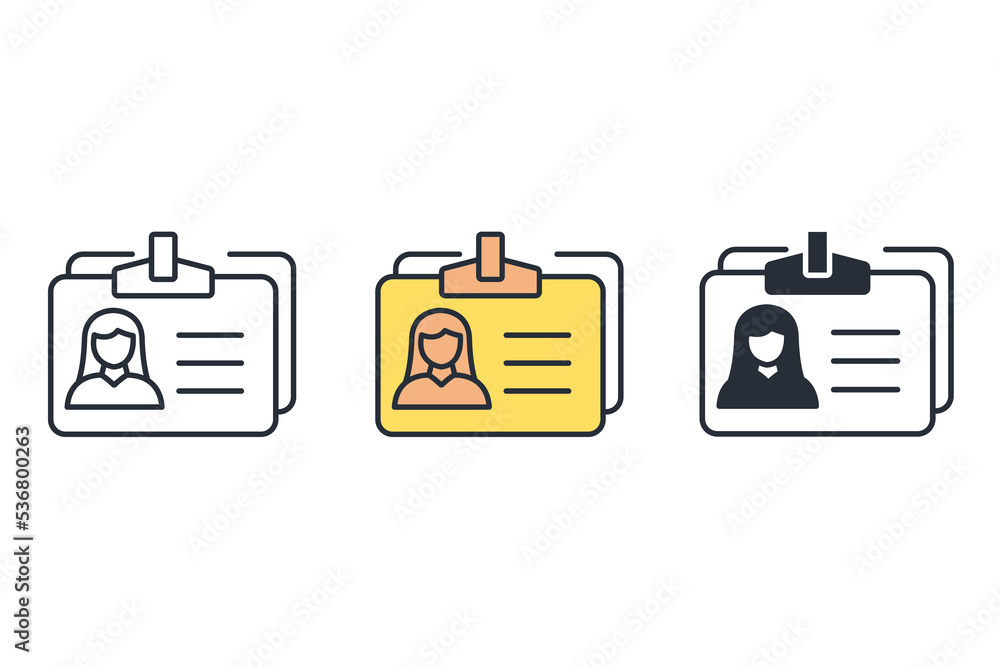 employee card thin line icons. Vector illustration isolated on white ...
